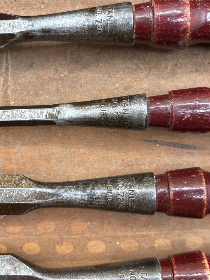 Antique Set Of Stanley No 720 Chisels In Wood Case | eBay
