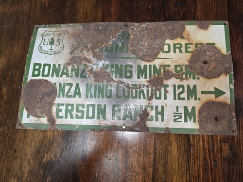 1930's USFS Forest Service Larger Porcelain Sign Shasta NF BONANZA KING ...