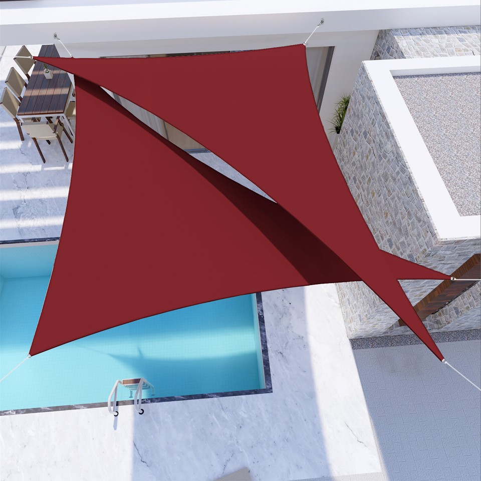 Red 5-24FT Waterproof Sun Shade Sail Garden Triangle Pool Yard Cover ...