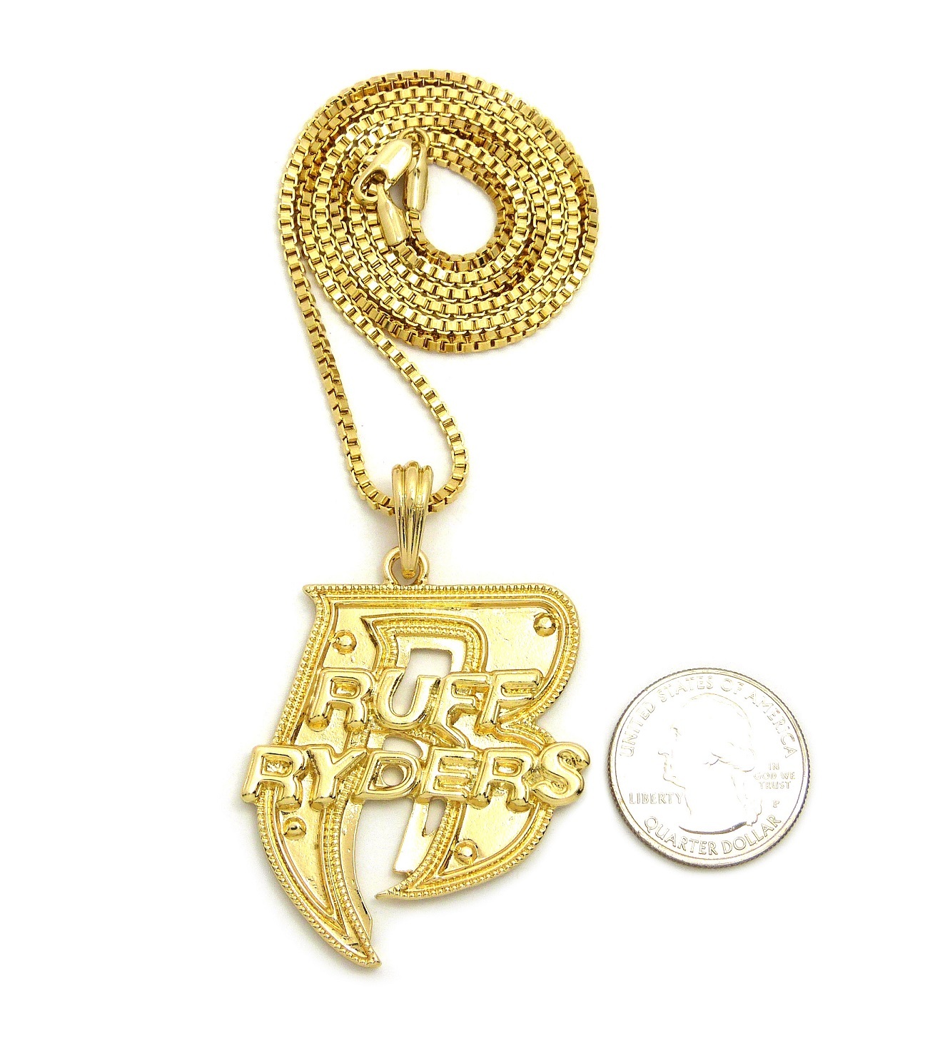 NEW RUFF RYDERS 'R' PENDANT & 24" BOX/CUBAN/ROPE CHAIN HIP HOP NECKLACE ...
