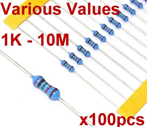 Resistors Metal Film 1% 0.6W 0207 Various Values: 1K .. 10M [QTY=100pcs ...