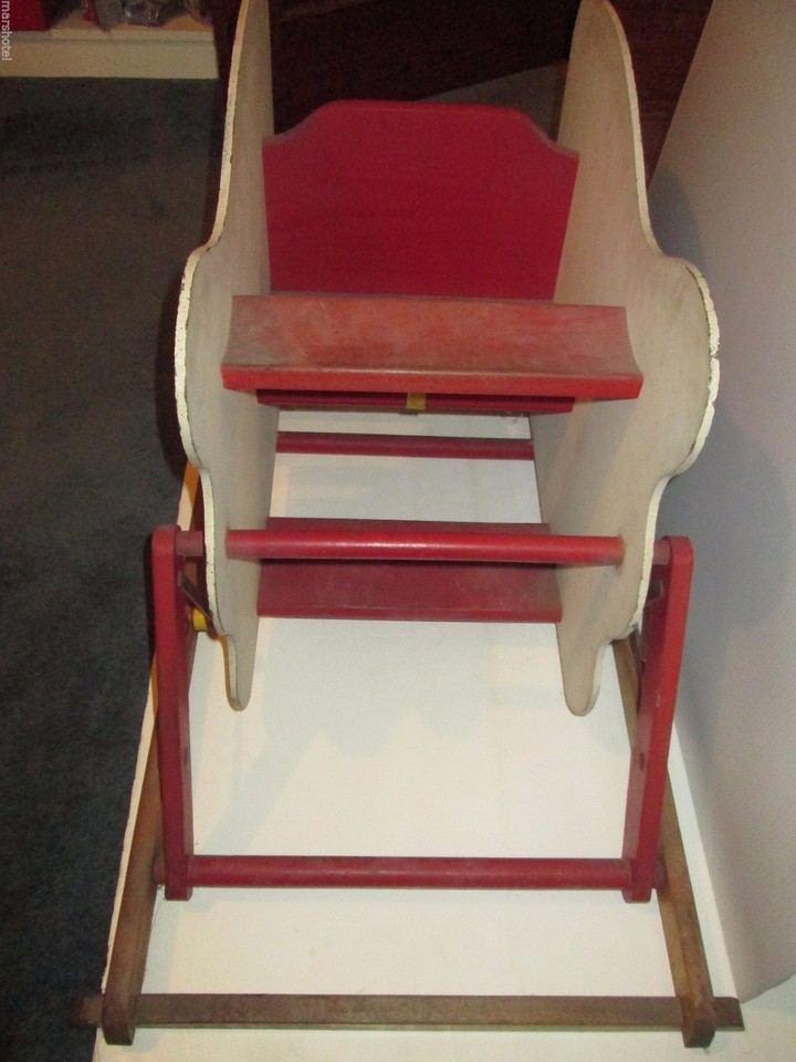 VINTAGE 1950's WOOD TRAIN THEME RIDE ON SAFE T GLIDE ROCKER BOUNCER ...