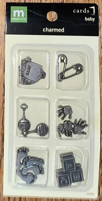 Making Memories Charmed Baby Rattles ABC Blocks Hands Feet Diaper Pins ...