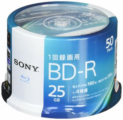 50 Sony Blank Blu-ray Discs 25GB 4x BD-R bluray 50BNR1VJPP4 Spindle | eBay