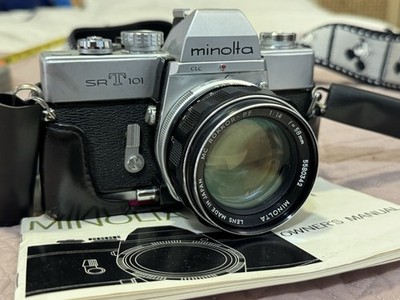 MINOLTA SRT101 35mm SLR Film Camera Rokkor-PF 58mm f1.4 Lens Japan+ ...