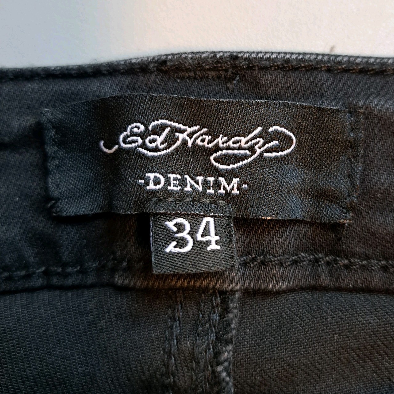 Ed Hardy Tiger Embroidered Jeans Women's Sz 34 Black Bootcut Mid Rise ...