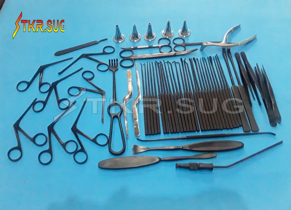 Tympanoplasty Instruments Set, Micro Ear Surgery ENT Instruments Black ...