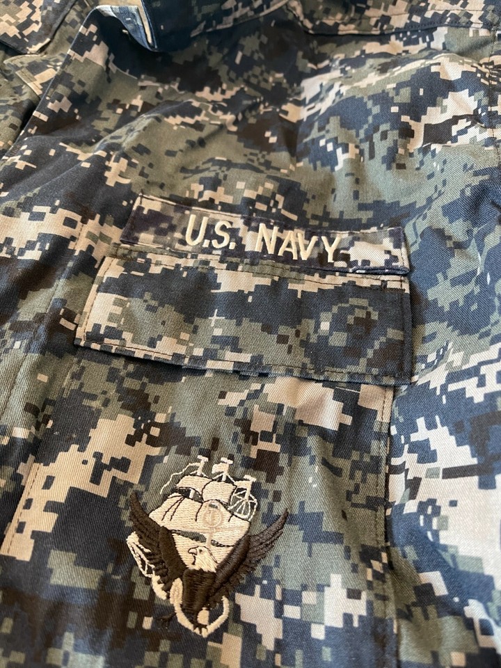 US NAVY NWU TYPE 1 BLUE CAMOUFLAGE BLUEBERRY UNIFORM JACKET BLOUSE ALL ...