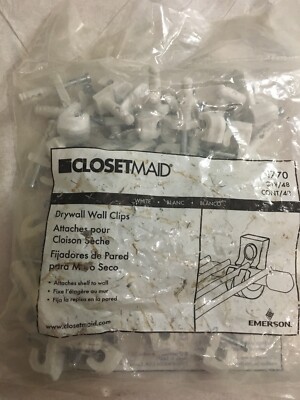 ClosetMaid 1770 Drywall Wall Clips, White, 1-Pack 48 pieces | eBay
