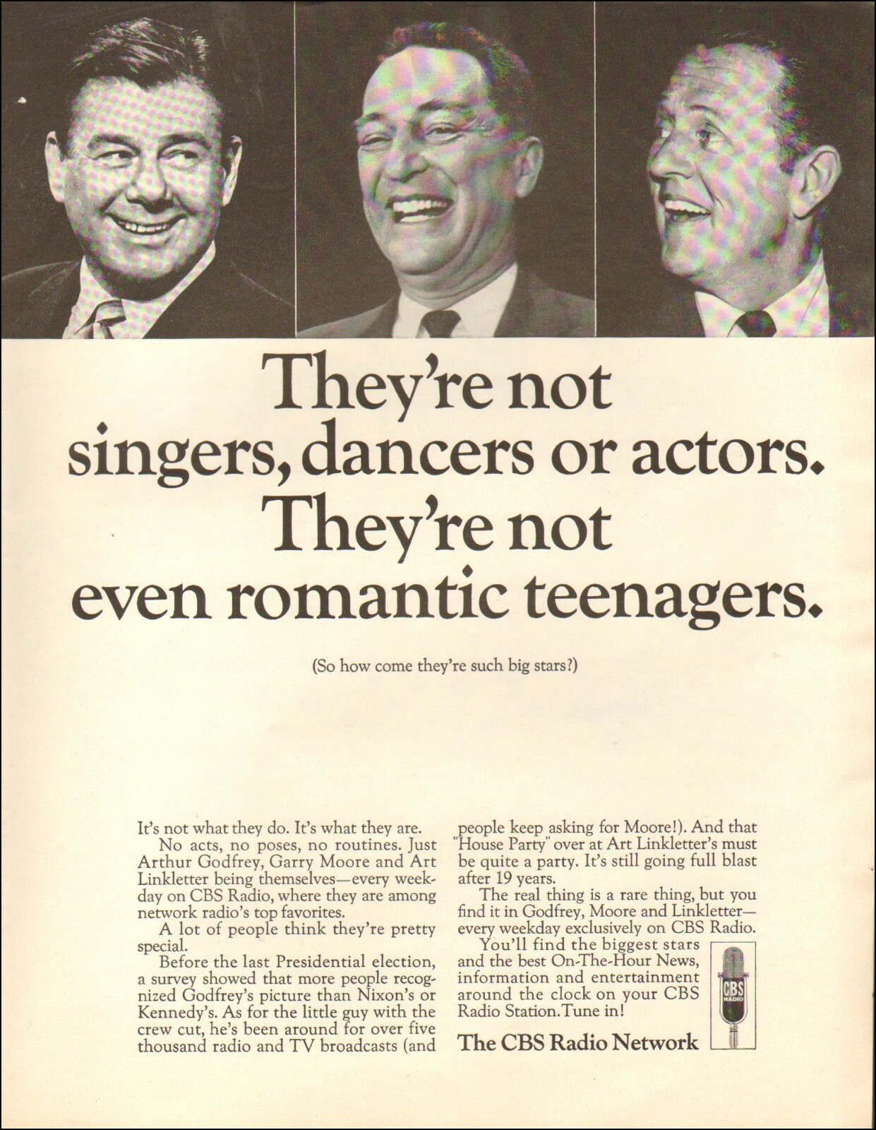 1963 Vintage ad The CBS Radio Network Arthur Godfrey Art Linkletter ...