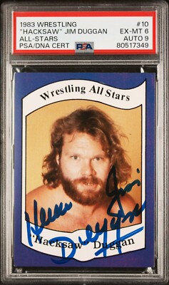 HACKSAW JIM DUGGAN 1983 WRESTLING ALL STARS SIGNED ROOKIE - PSA 6 / PSA ...