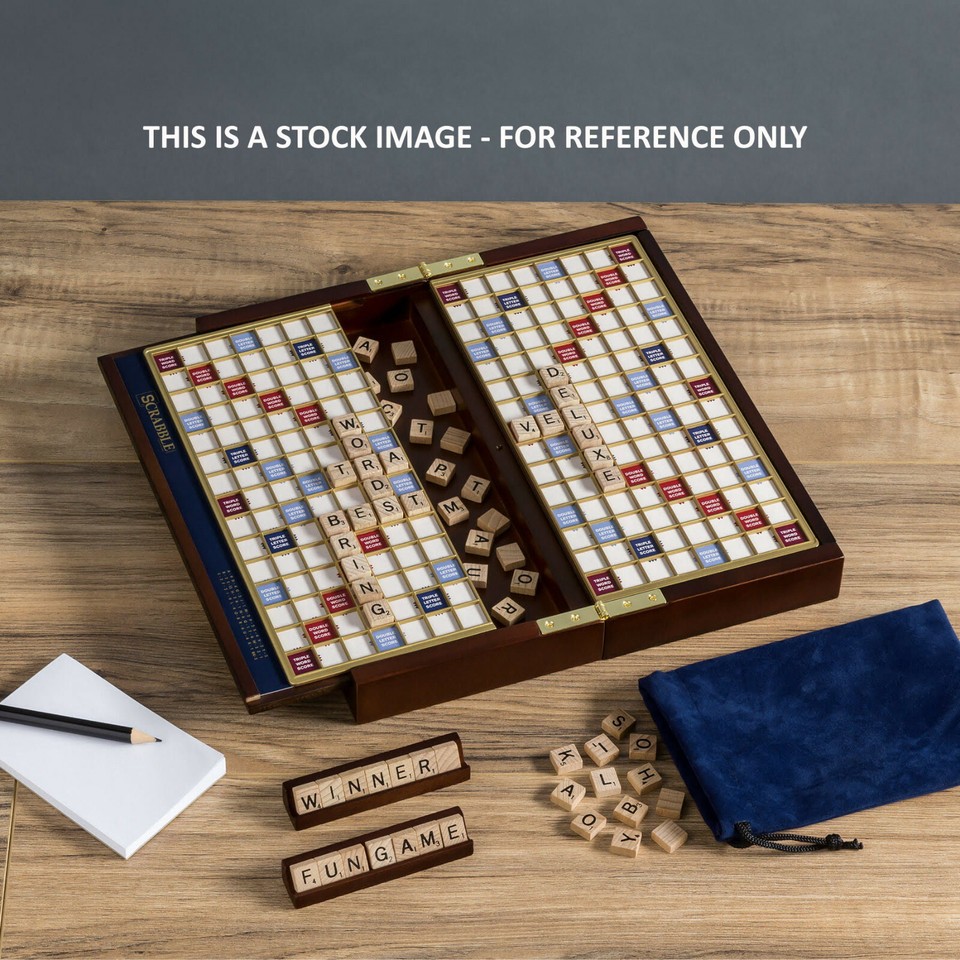 Scrabble Deluxe Travel Edition Wooden Folding Board Game Road Trip Open ...
