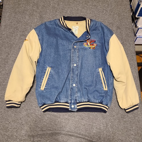 90's Vintage Disney Embroidered Tigger Varsity Denim Jacket Large | eBay
