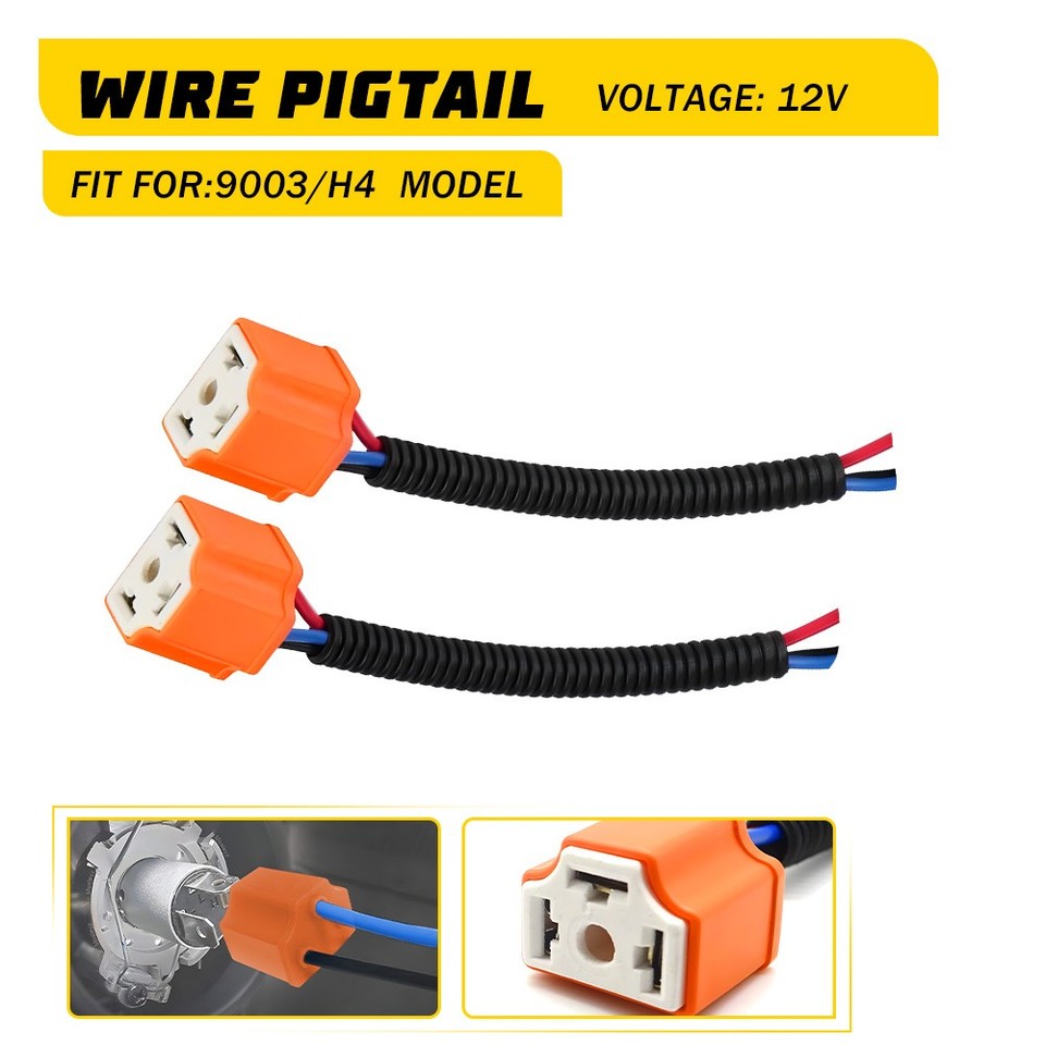 9003 Headlight Bulb Socket Pigtail Connector Harness Wire Plug ...