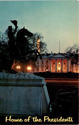 Night view of White House postcard with Washington Monument. | eBay