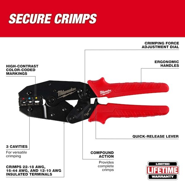 Milwaukee Tool 48-22-3084 Ratcheting Insulated Terminals Crimper | eBay