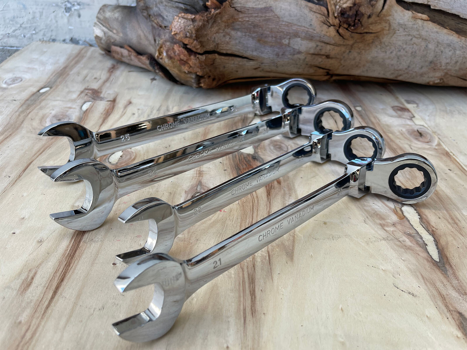 4Pcs Jumbo Flex Head Ratcheting Combination Wrench Set 12pt Metric 21 ...