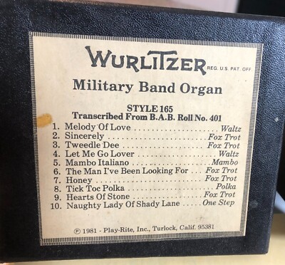 Wurlitzer Millitary Band Organ Roll No.401 | eBay