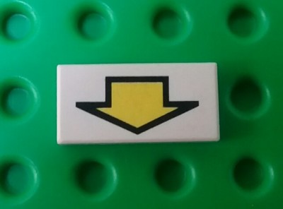 Lego Classic Space White 1x2 Flat Tile Yellow Down Arrow Plate Brick x ...