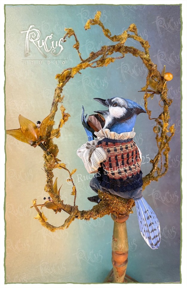 Original Art Gypsy Blue Jay Playing an Accordion by Scott Smith of ...