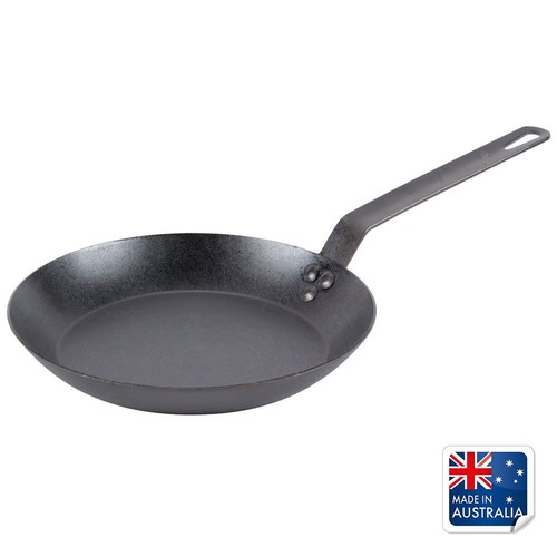 Fry Pan Black Steel 10"/255mm Australian Made Frying Skillet Cooking ...