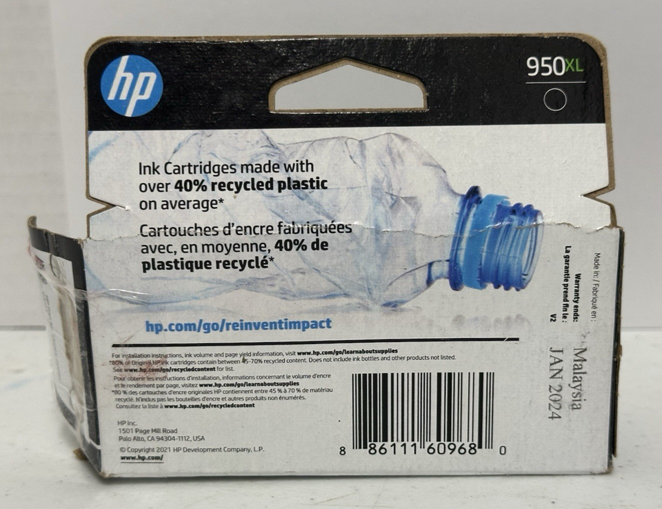 Geuine HP 950XL BLACK Ink Cartridge Expired Jan 2024 OEM OPEN BOX | eBay