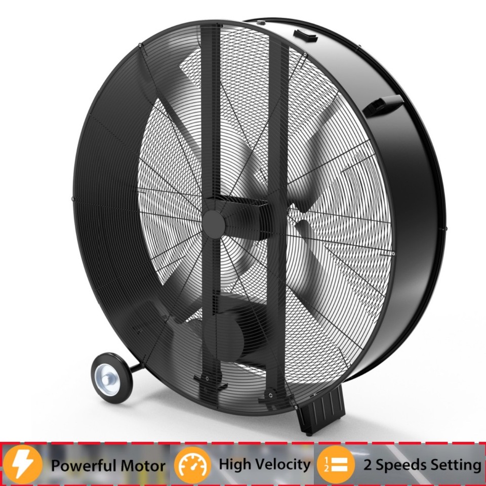 US 24/42" High Velocity Floor Industrial Drum Fan Barrel Fan 2 Speeds ...