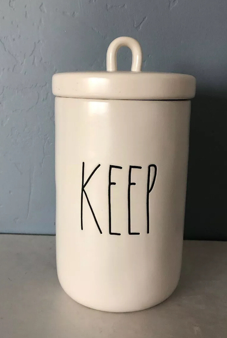 Rae Dunn KEEP Canister Container Large white New | eBay