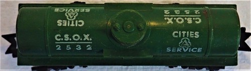 Marx 2532 Cities Service Single Dome Tank Car, Green, 4 Wheel Trucks | eBay