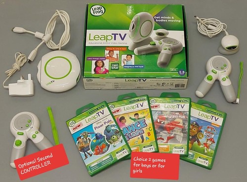 Leapfrog Leap TV Console 1 controller 2 games Camera bundle Pixar Pals ...