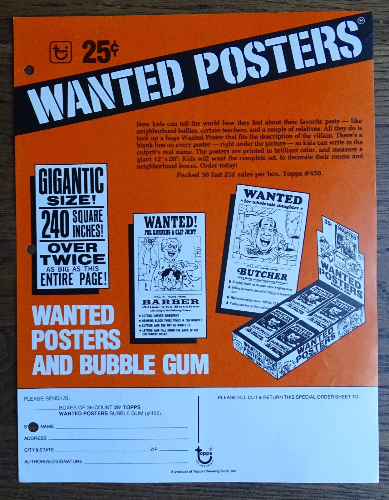 1980 Topps Wanted Posters Sell Sheet (NO PRODUCT) 3-hole-punched | eBay