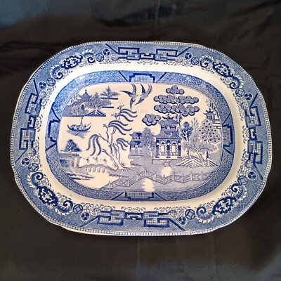 Gorgeous Vintage Ridgeway England BLUE WILLOW Large Serving Platter ...