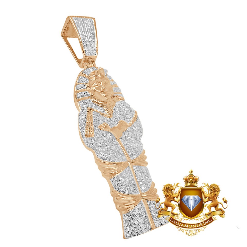 Real Diamond Egyptian King Tut Pharaoh Mummy Charm 14K Gold Finish ...