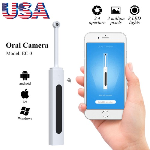 Wireless WiFi Oral Dental Endoscope 8 LED Lights Intraoral Camera 1080P ...