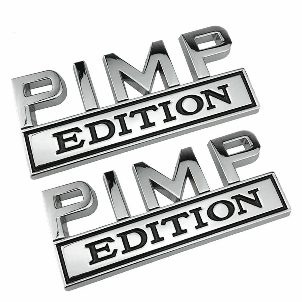 2 PCS 3D PIMP EDITION Emblem Badges Chrome For Chevy Toyota Car Truck ...