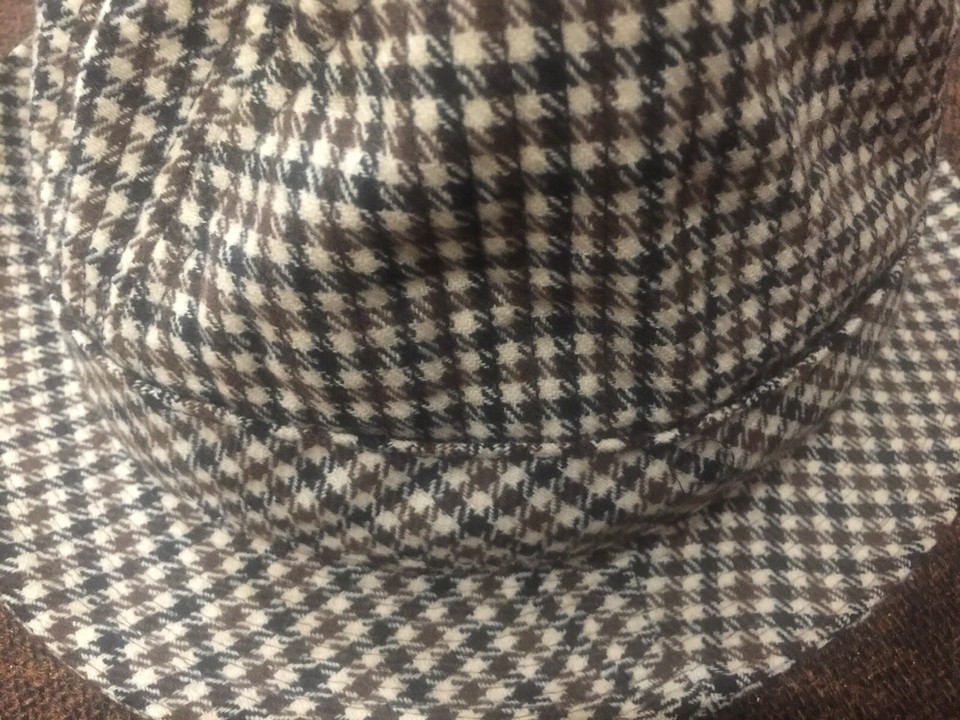 Men’s Pendleton Wool BUCKET HAT Hounds Tooth S Black Brown Creme Lined ...