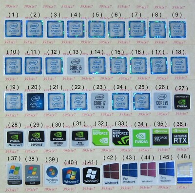 Laptop PC Processor cpu Sticker (6th 7th 8th 9th 10th Gen) OS Nvidia | eBay