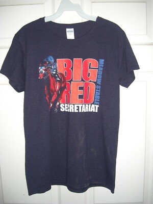 Ladies Size Large SECRETARIAT - "BIG RED" Black T-Shirt in NEW, UNWORN ...