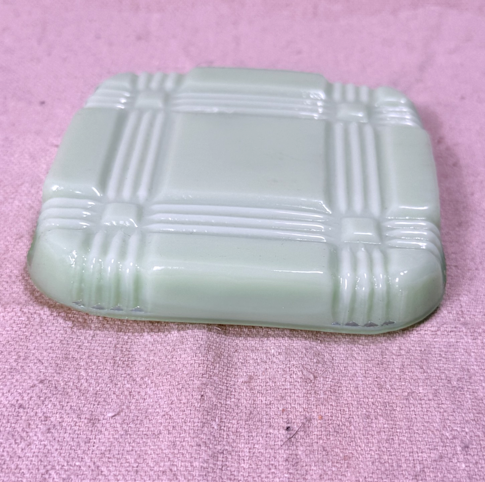Cracker Barrel Jadeite Glass Canister LID ONLY Criss Cross Ribbed ...