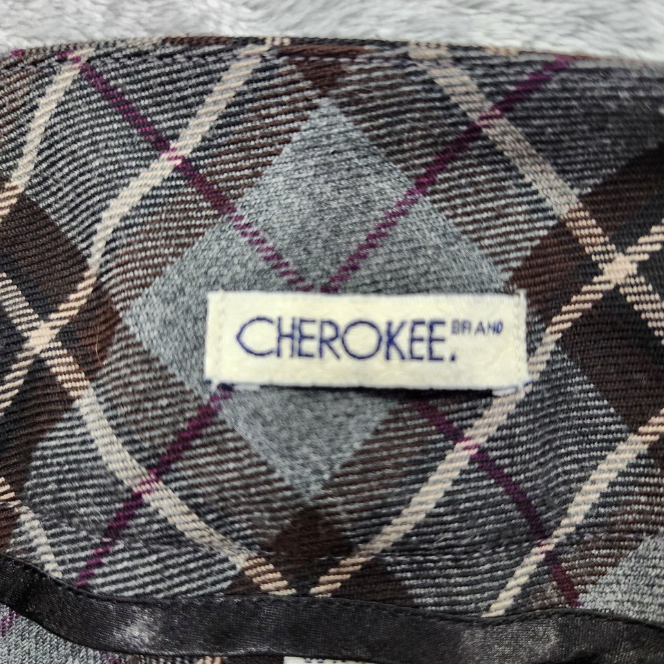 Vintage Cherokee Skirt Womens S Black Gray Plaid Midi Dark Academia ...