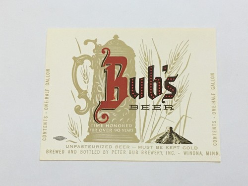 Bubs Brewing Beer Label Bubs Beer 64 ounce BL962 | eBay