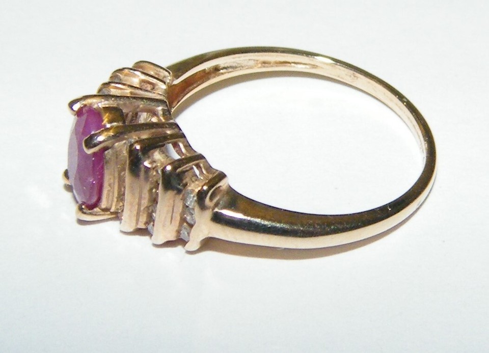 10K Yellow Gold Ruby & Diamond Ring - size 7 | eBay
