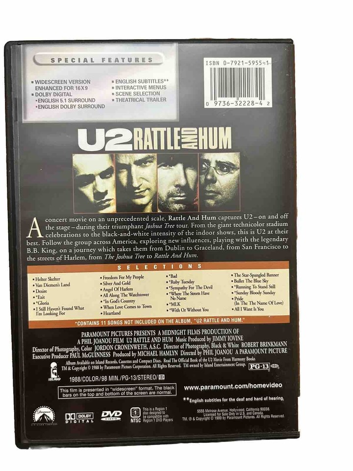 U2 Rattle And Hum , Pre-Owned DVD | eBay