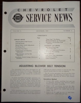 1959 Chevrolet Service News Bulletin Original Dec 59 | eBay