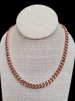 Pure Solid Copper 8mm Cuban Chain Necklace Curb Link Arthritis 24 ...