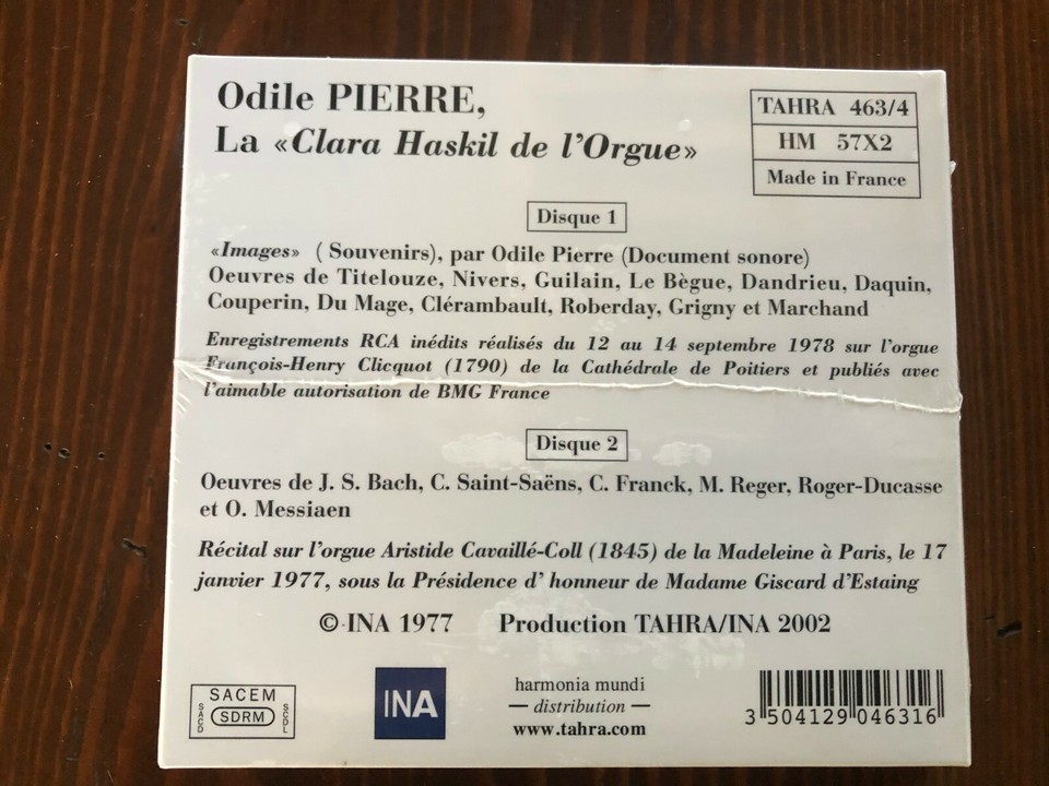ODILE PIERRE ORGAN RECITAL 1977-1978 - TAHRA 463/464 2CD RARE! | eBay