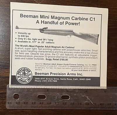 Print Ad of Beeman Model Mini Magnum C1 Carbine Air Rifle ad #24726 | eBay