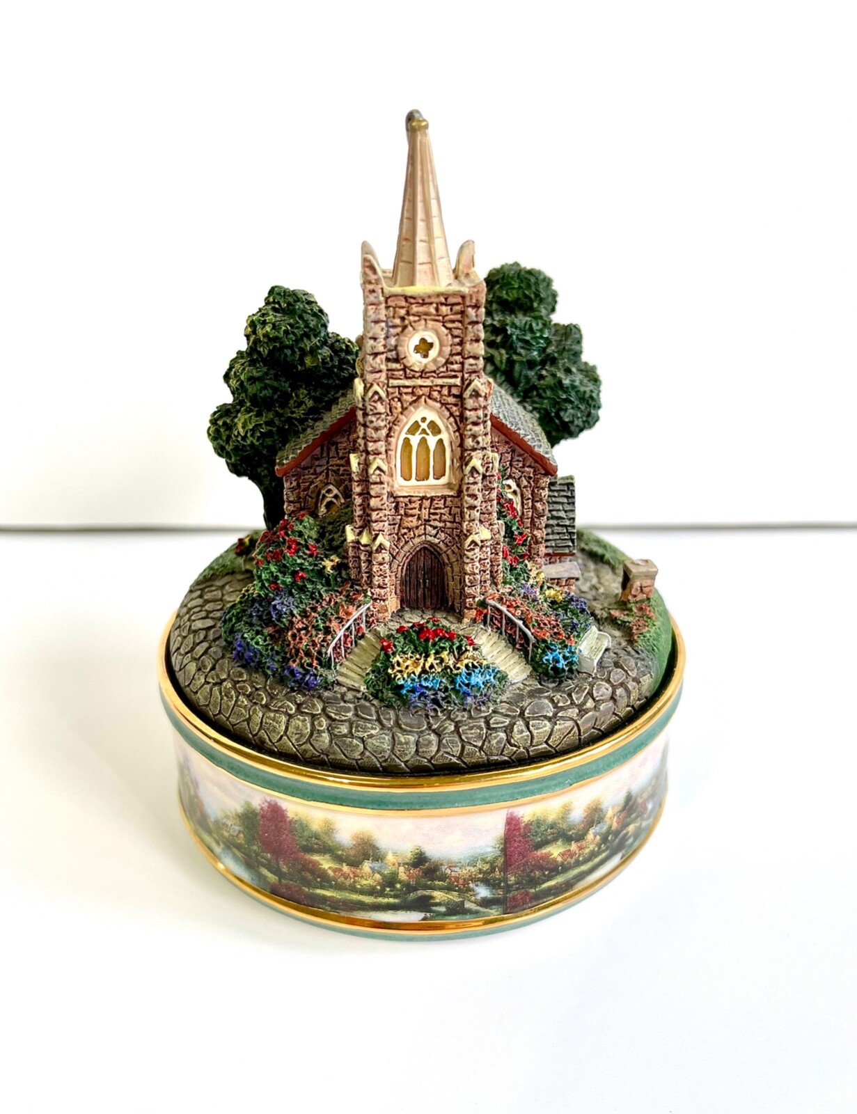 Thomas Kincaid Lamplight Treasurers "Windermer Church" Music Box ...