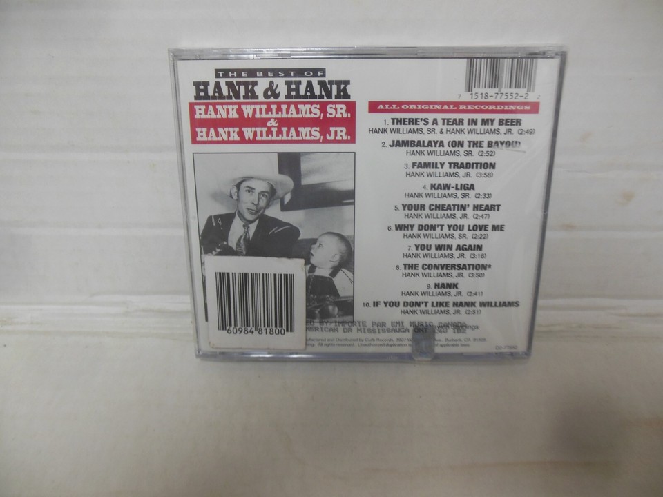 HANK WILLIAMS SR. & JR. brand new sealed cd THE BEST OF HANK AND HANK ...