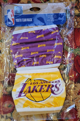LA Lakers Washable Face Masks 2 Pack NEW NBA Youth Size Team Mask | eBay